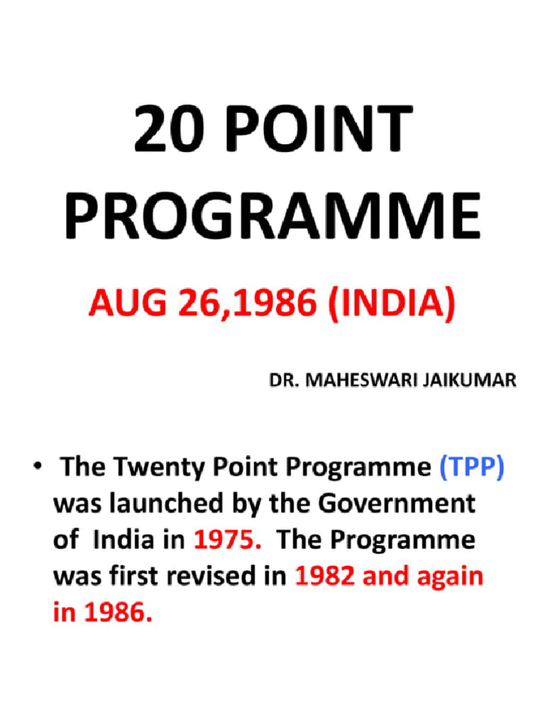 20 Point Programme | PDF