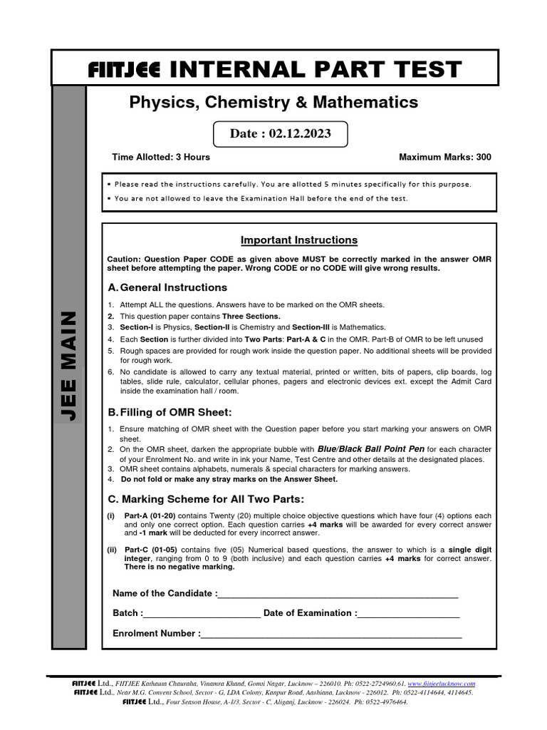 Fipt-02-Pcm-Jee Main | PDF | Force | Mass