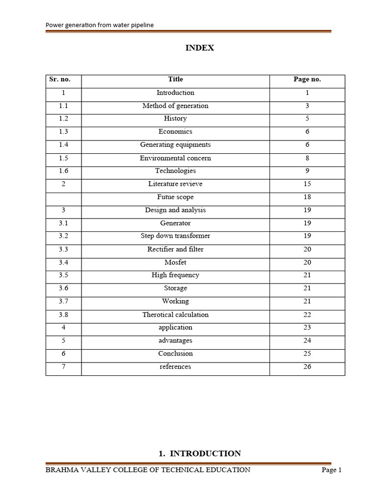 Water Pipeline Electricity Generation | PDF | Electricity Generation ...