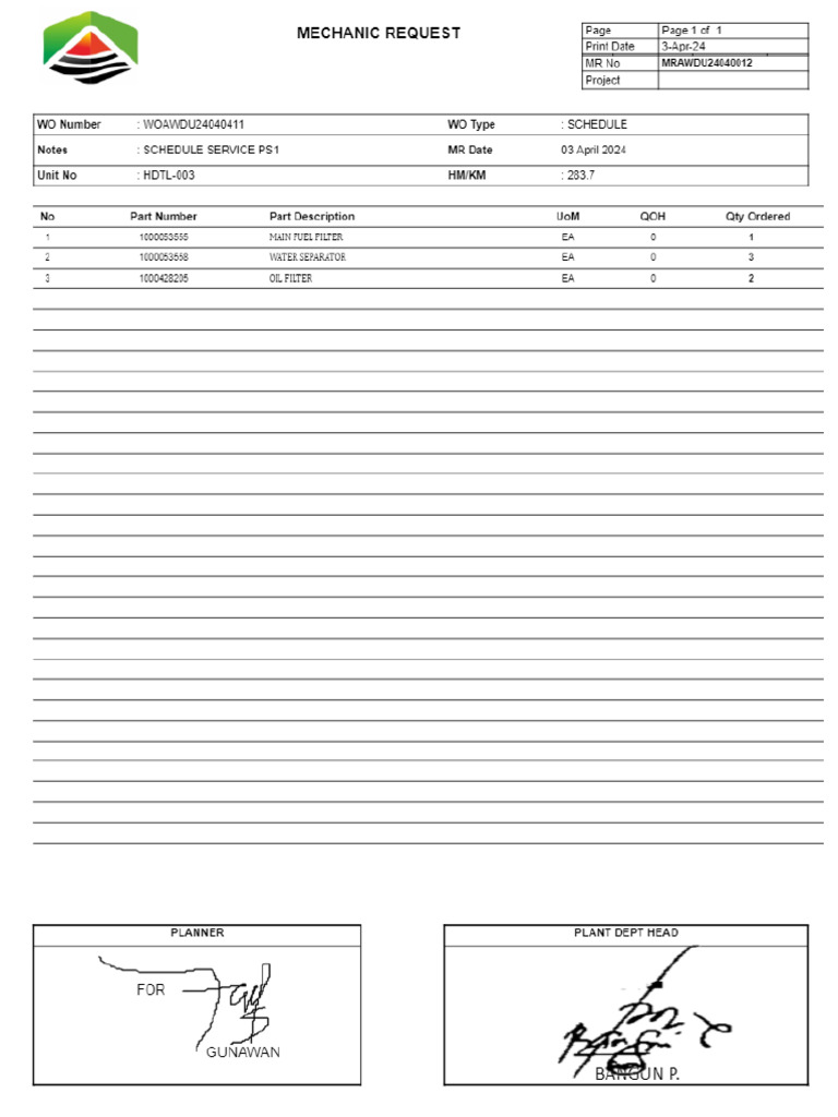 MR Service HDTL-003 03 April 2024 | PDF