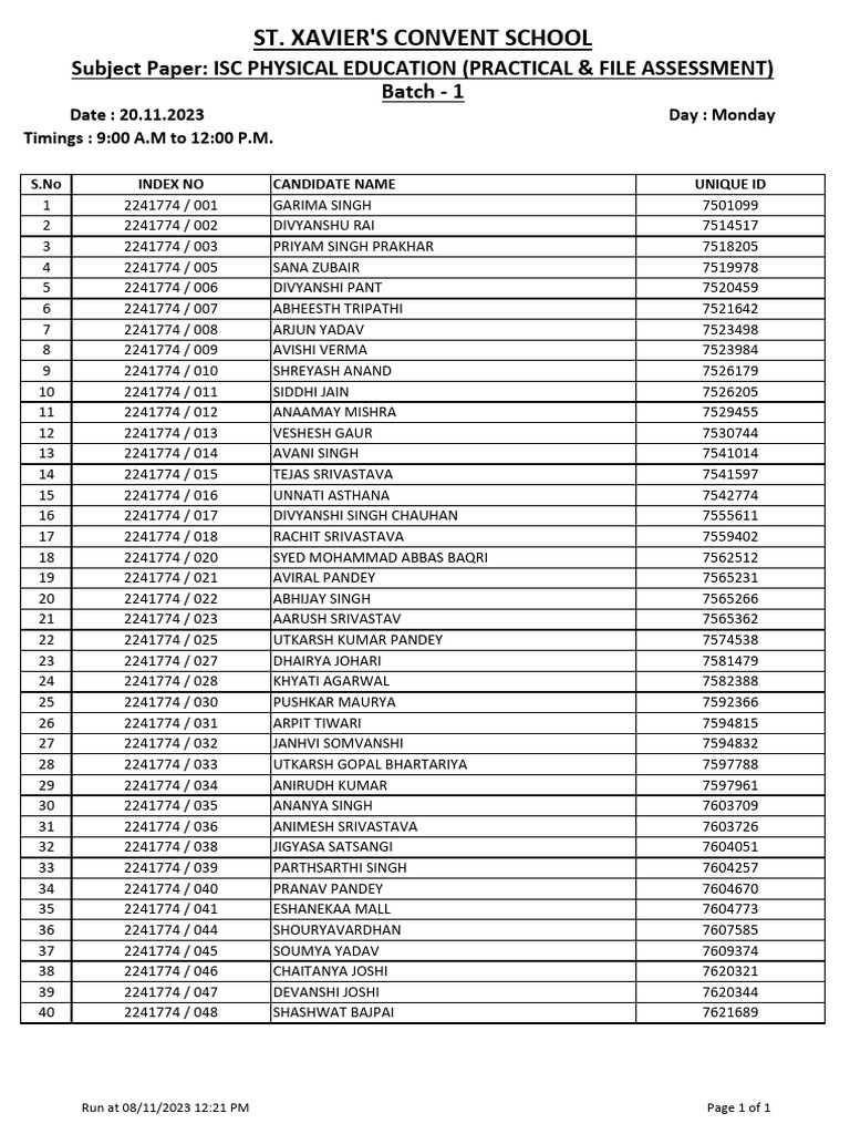 Physical Education (Batch 1) | PDF