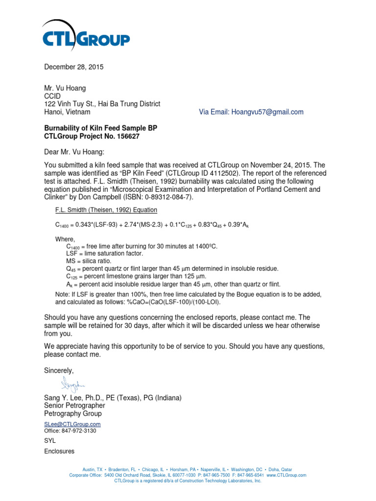Kiln Feed Burnability Analysis Report | PDF | Joining | Materials