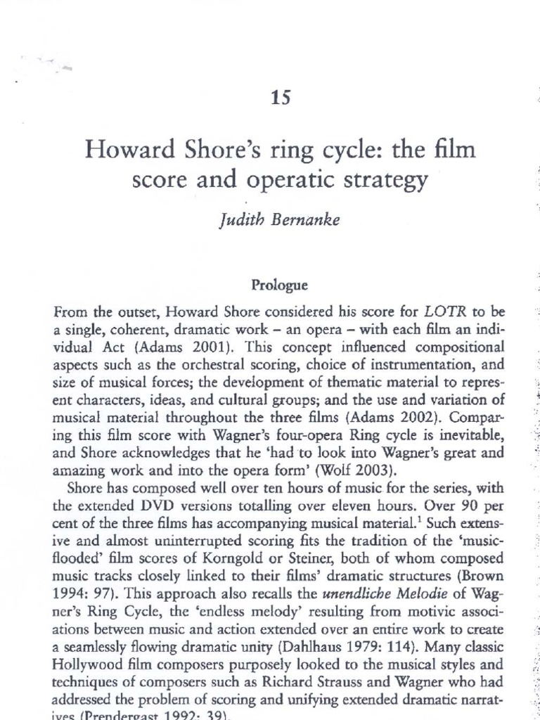 Howard Shores Ring Cycle - The Film Score and Operatic Strategy | PDF