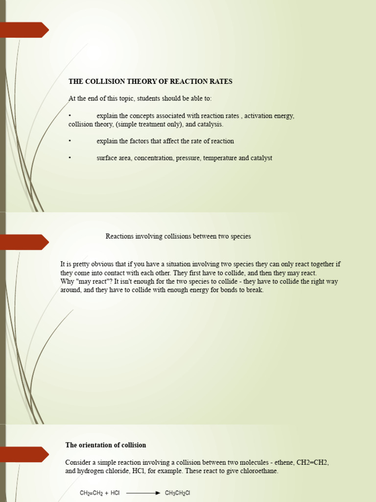 The Collision Theory of Reaction Rate | PDF | Chemical Reactions ...