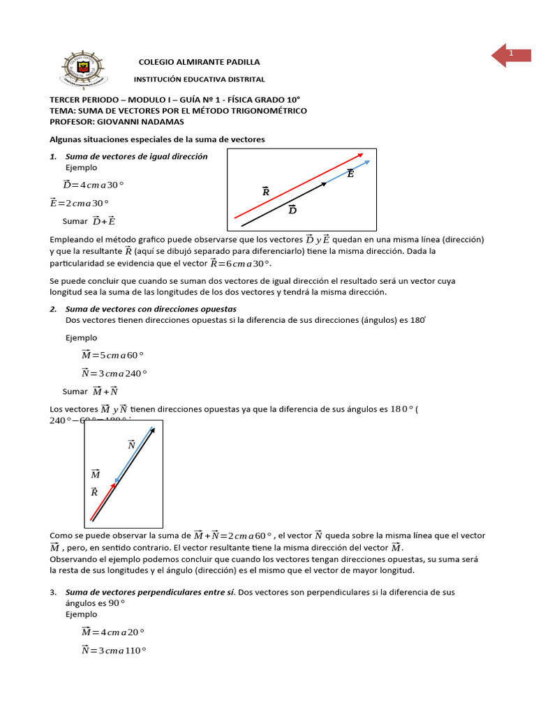 Vectores Mt Pdf Vector Euclidiano Matemáticas