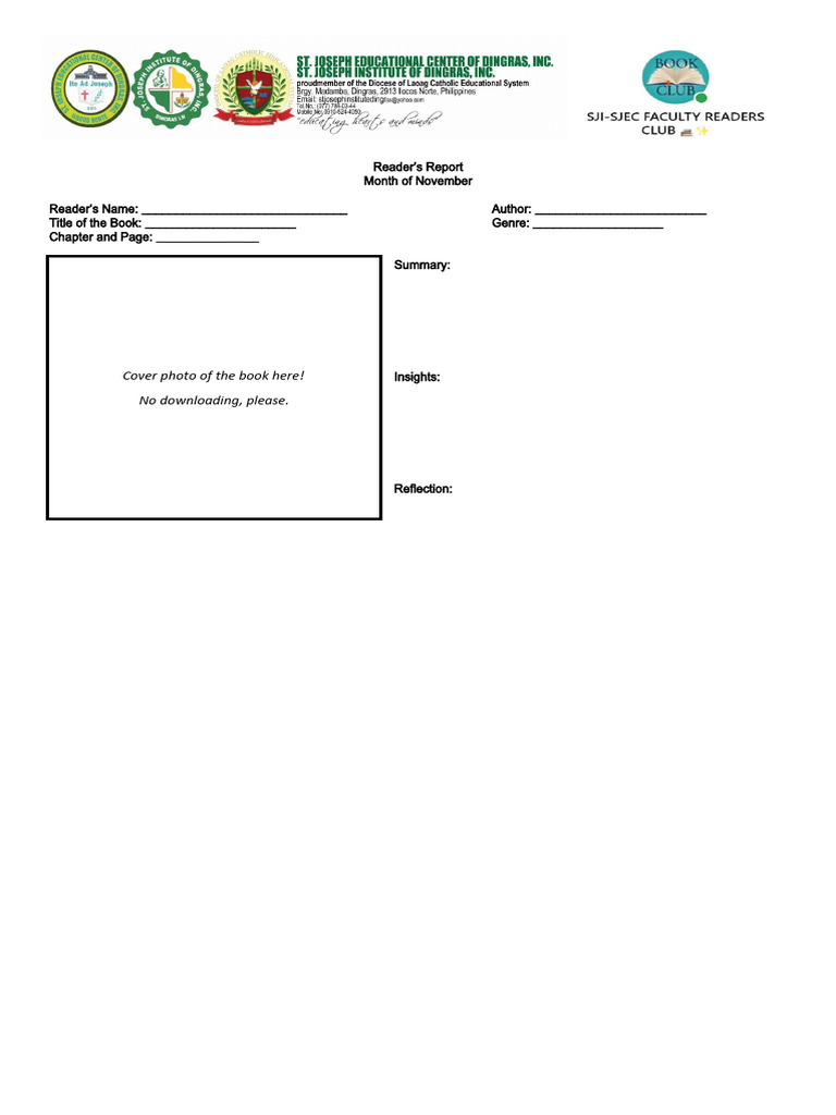 November Reader's Report Template | PDF