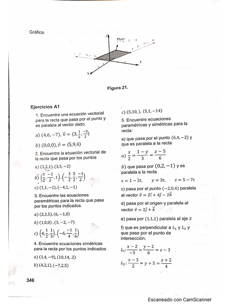 Ejercicios Sobre Rectas y Planos en R3 | PDF