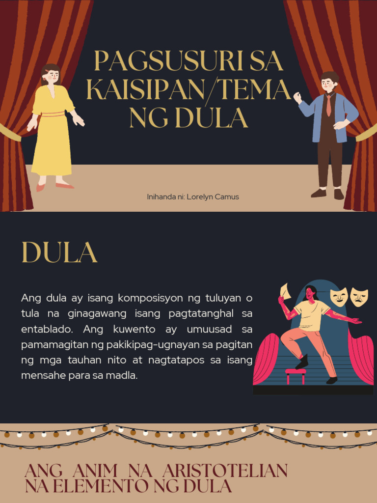 Pagsusuri Sa Kaisipan/Tema NG Dula: Inihanda Ni: Lorelyn Camus | PDF
