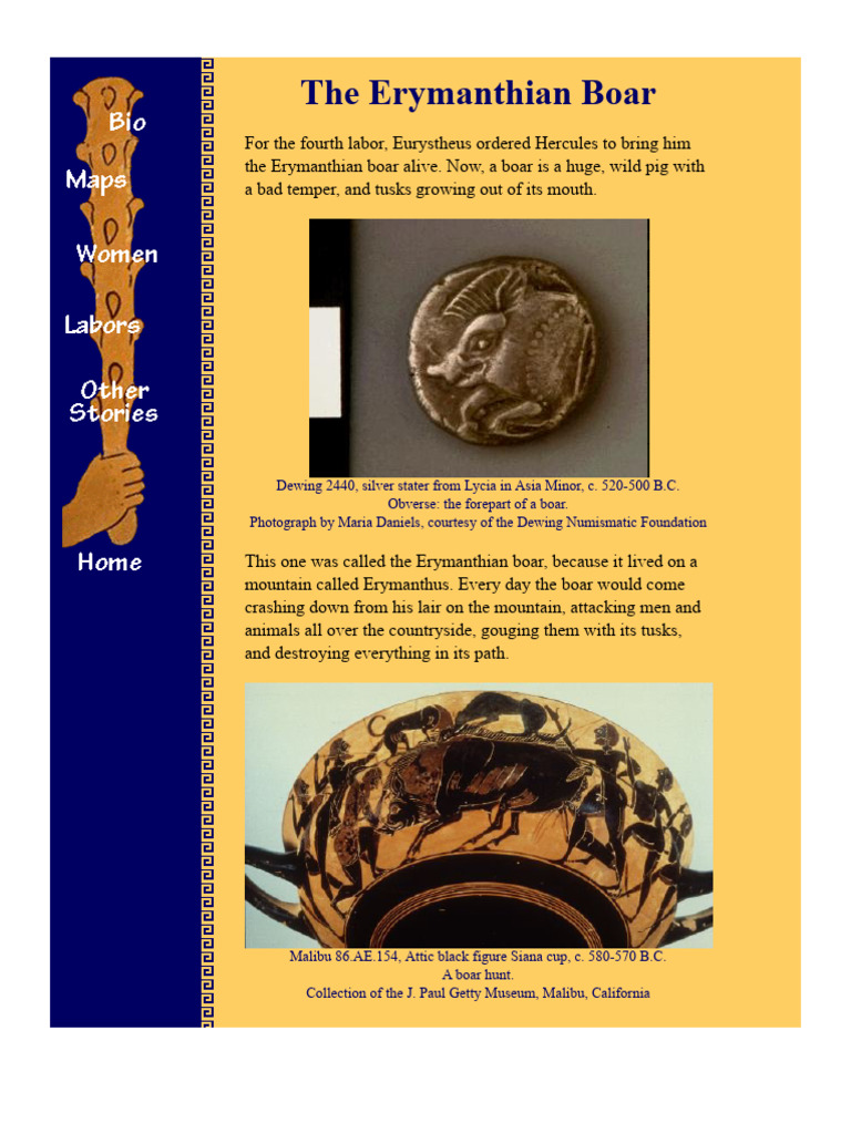 Hercules' Fourth Labor - The Erymanthian Boar | PDF