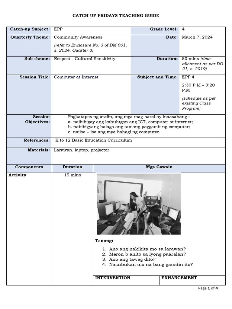 Teaching Guide Catchup EPP Final | PDF