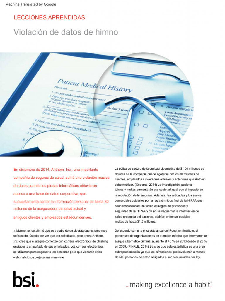 Bsi Lessons Learned Anthem Data Breach Whitepaper Descargar Gratis
