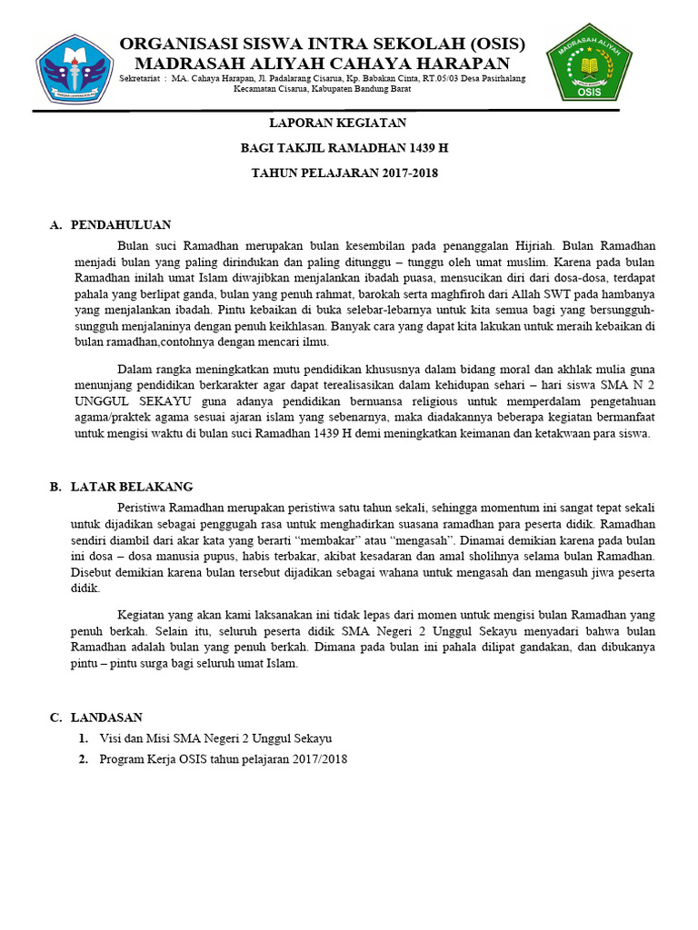 LPJ Bagi Bagi Takjil Gratis | PDF