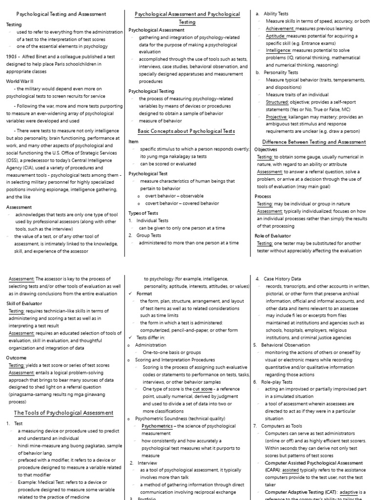 Psychological Assessment - Reviewer | PDF | Psychology | Psychological ...