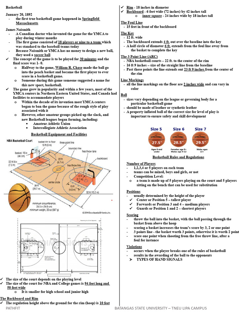 PE - Notes | PDF | Basketball Positions | Ball Games