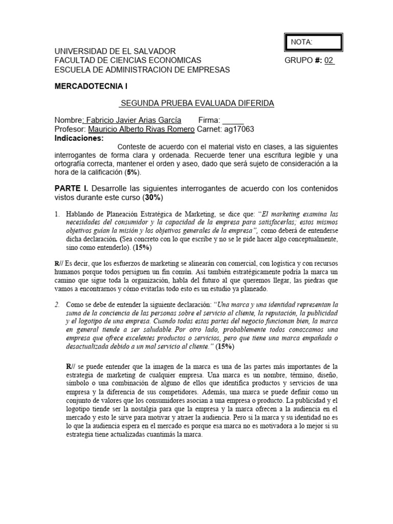 Ag17063 - MER118 - 02..segunda Prueba Evaluada Diferida | PDF | Marketing | Marca