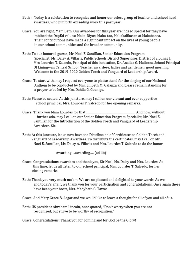 Awarding Script | PDF