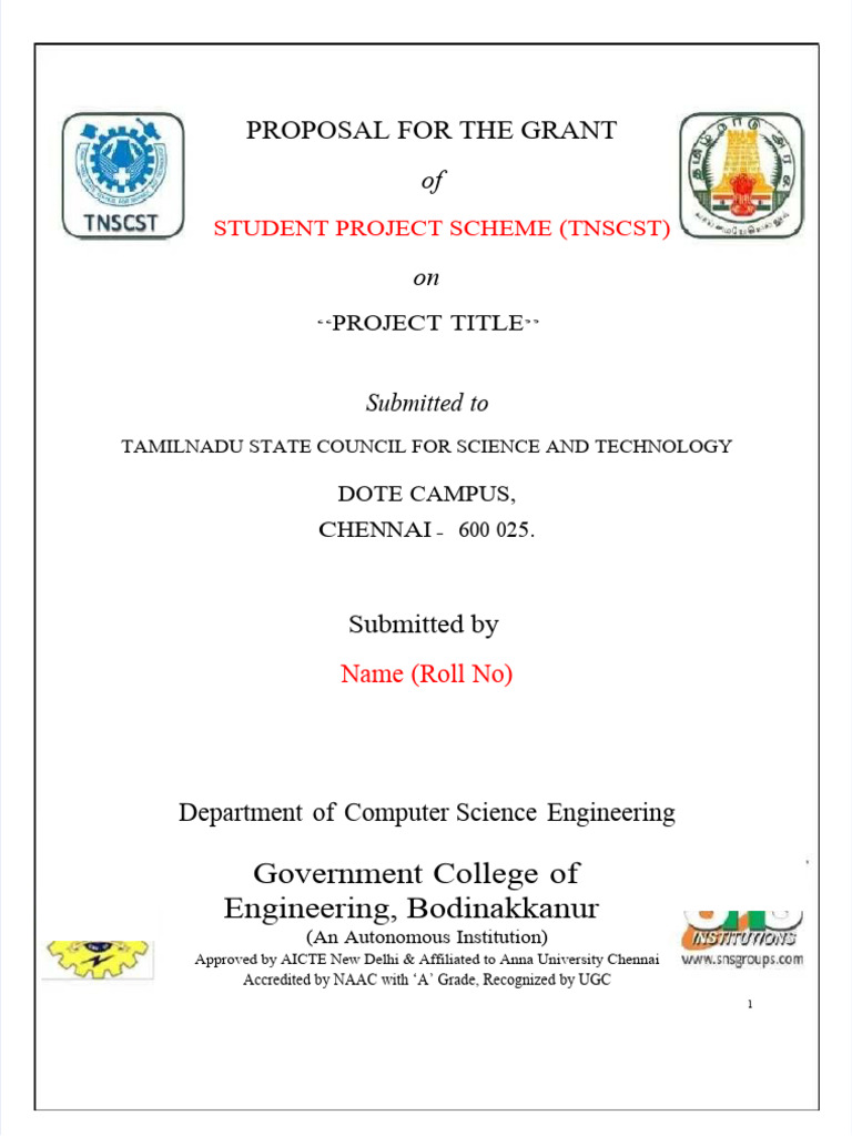 TNSCST Student Project Proposal | PDF | Machining | Mechanical Engineering