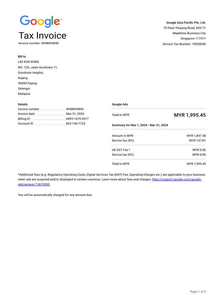 Google Ads Mar 24 | Download Free PDF | Invoice