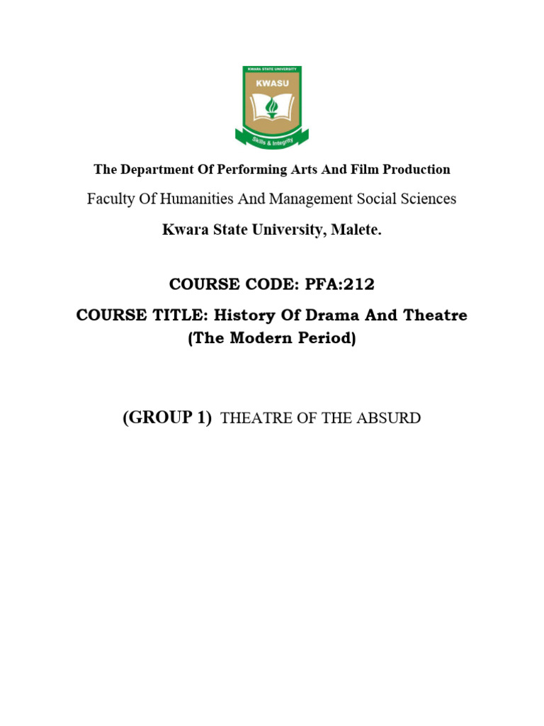 Theatre of the Absurd Course Overview | PDF | Art | Technology ...