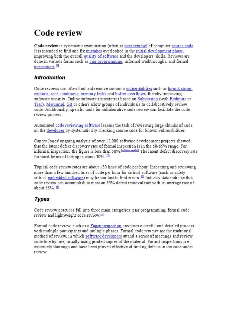 Code Review Pdf Technology Development Software Engineering