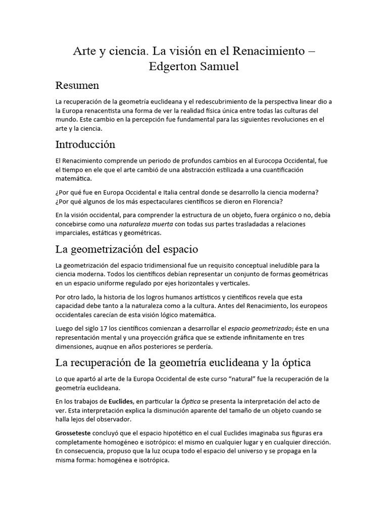 Bibliografía Edgerton Samuel | PDF | Perspectiva (Gráfica) | Geometría