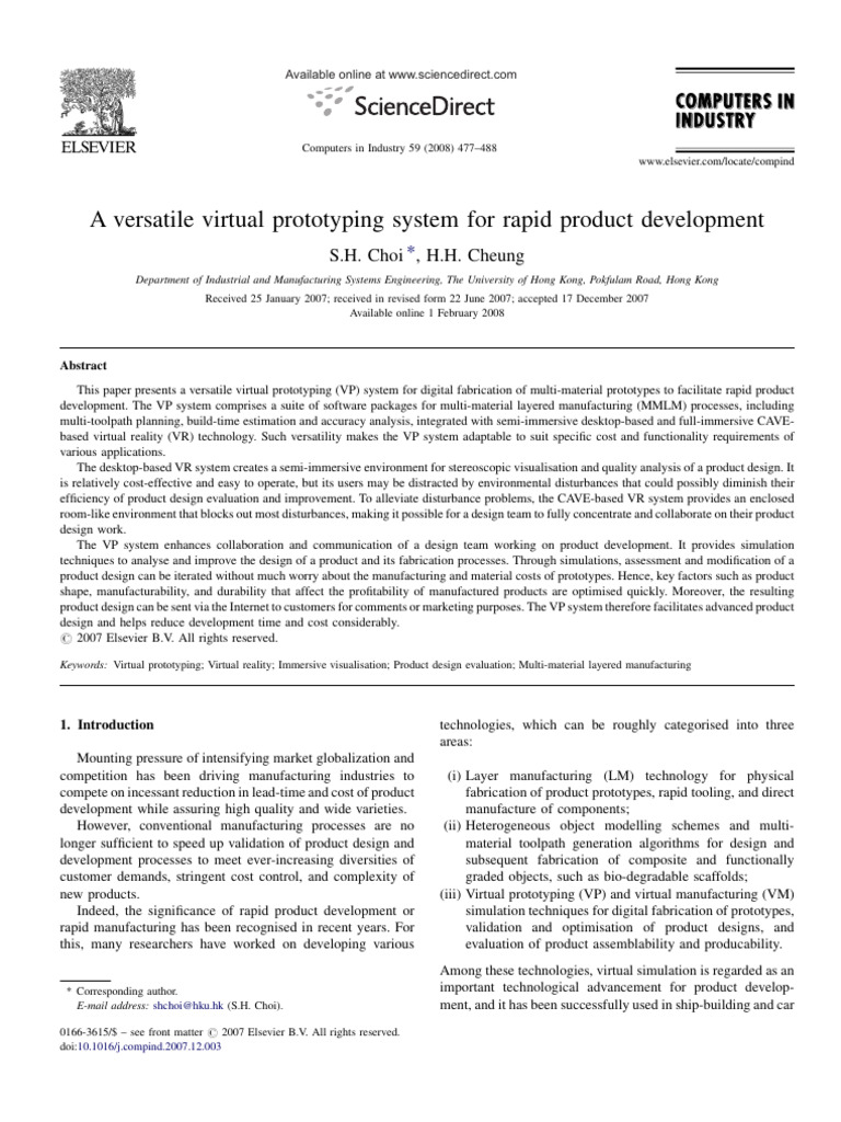 A Versatile Virtual Prototyping System For Rapid Product Development | PDF | Virtual Reality ...