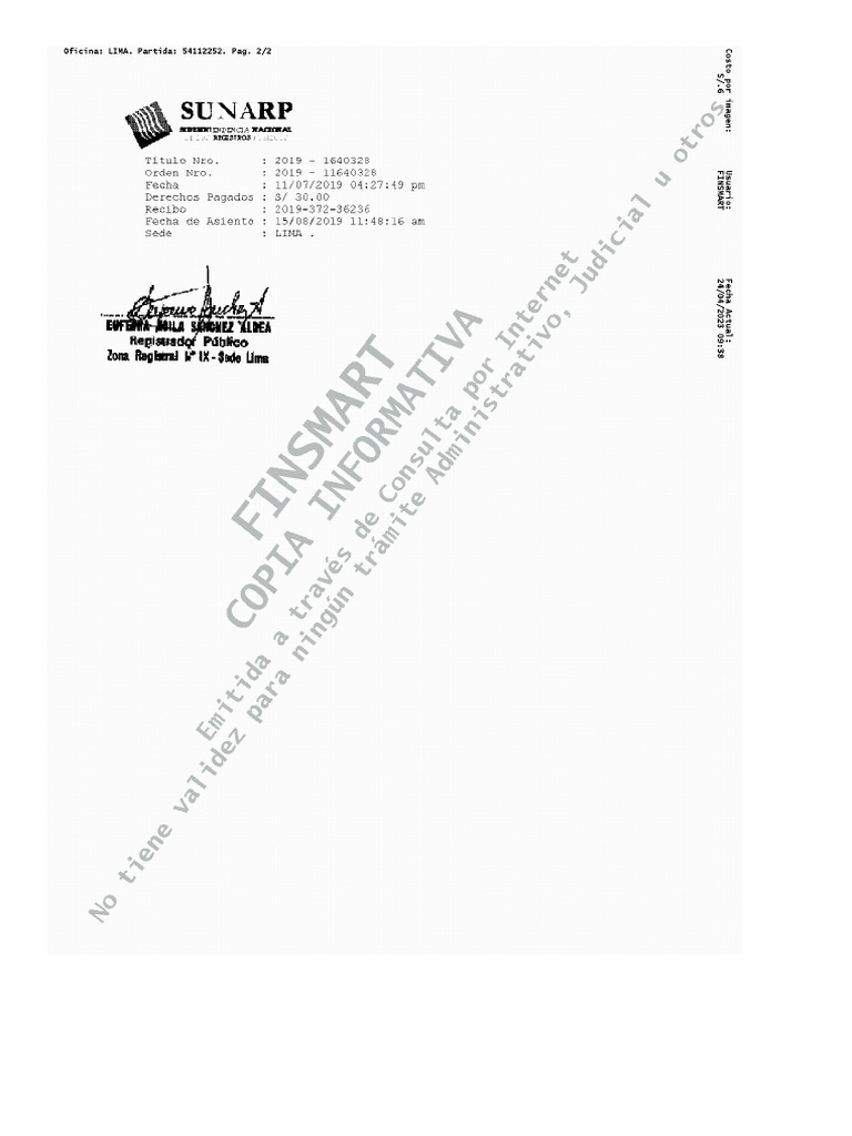 Ejemplo de Sunarp | PDF