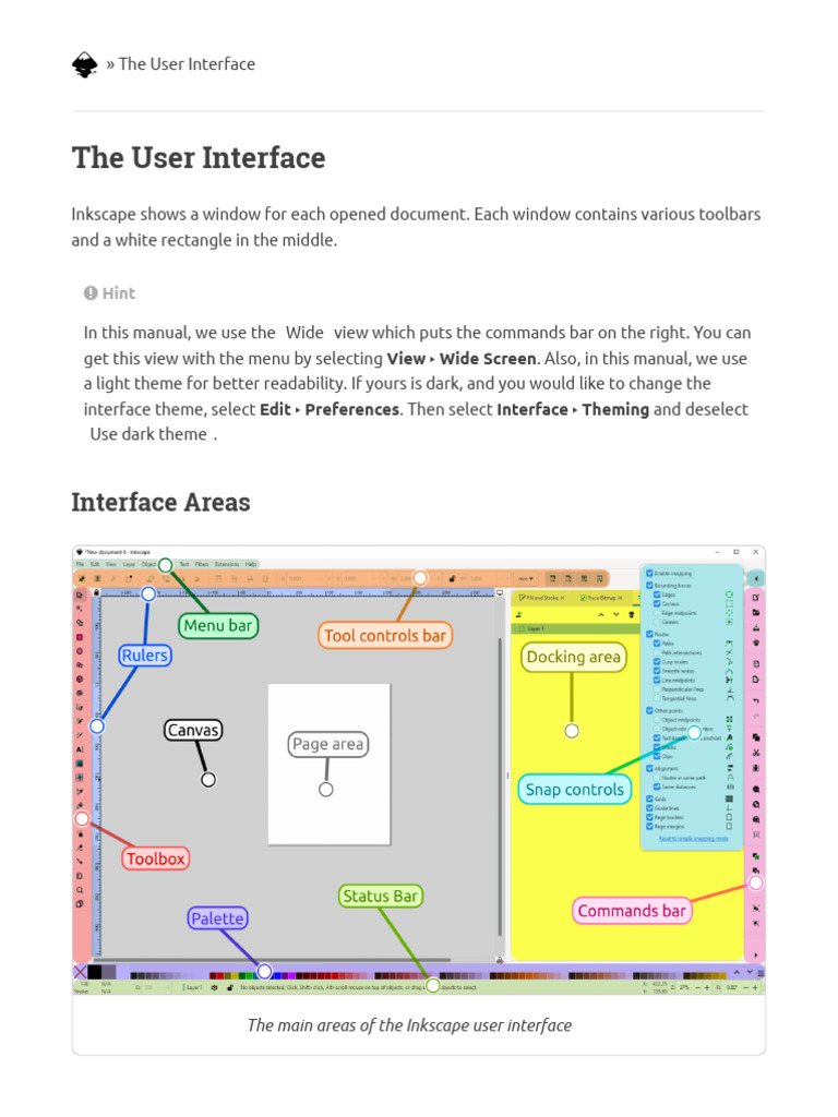 The User Interface - Inkscape Beginners' Guide 1.0 Documentation | PDF | Menu (Computing ...