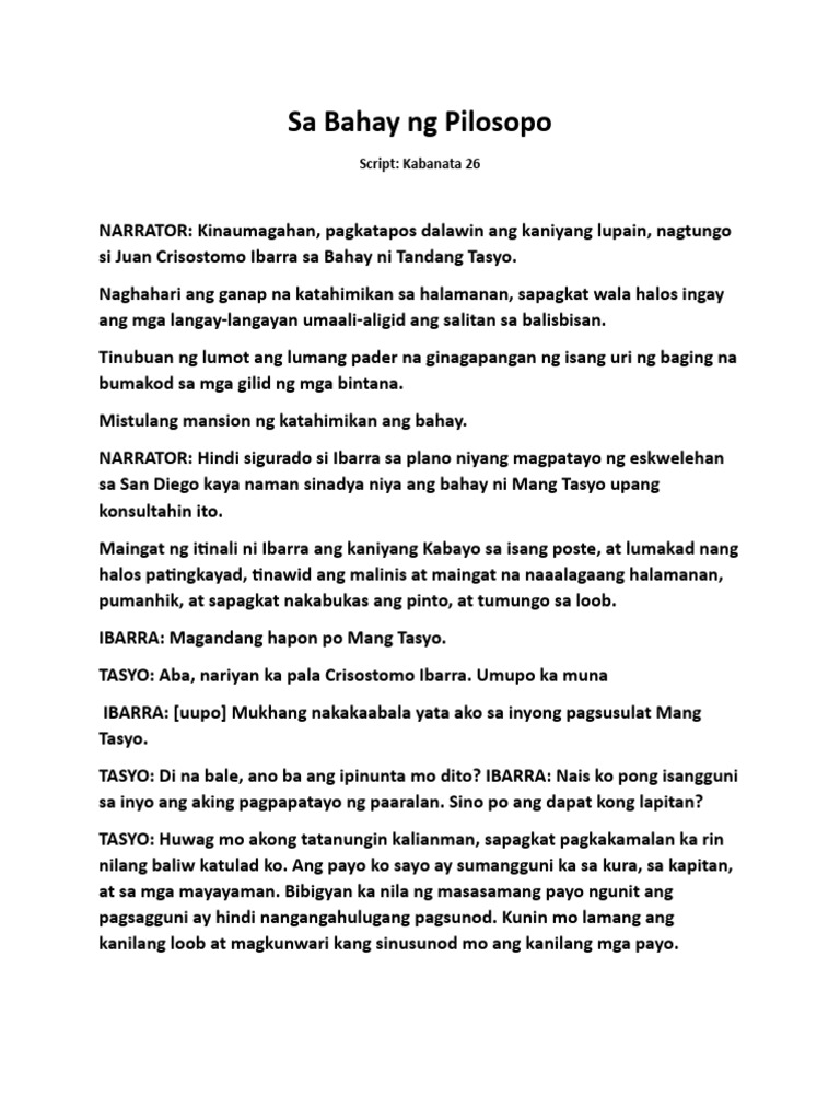 Sa Bahay NG Pilosopo | PDF