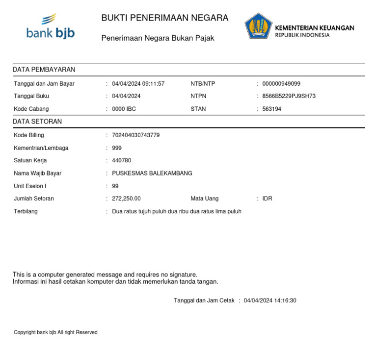 Bukti Penerimaan Negara | PDF