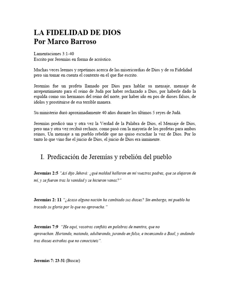 La Fidelidad de Dios | PDF | Jeremías