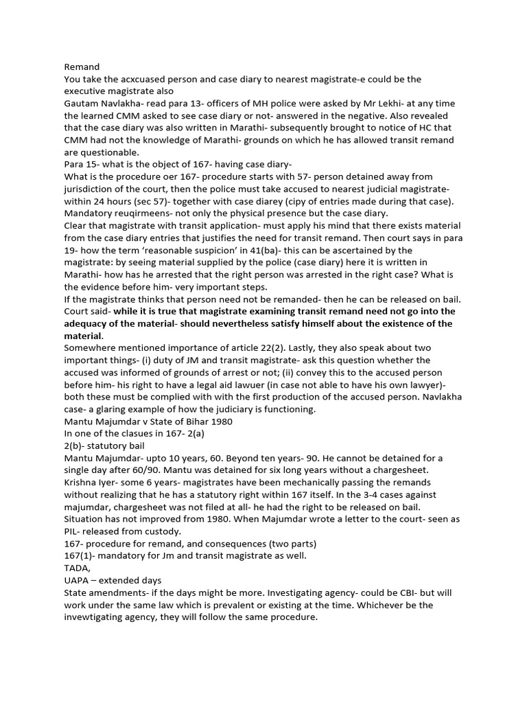 Remand | Download Free PDF | Bail | Arrest
