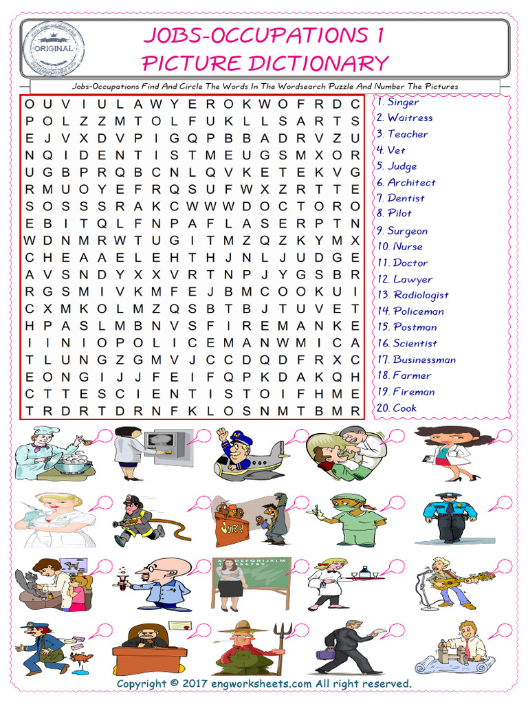 Jobs and Occupations Word Search | PDF | Word Search | Linguistics