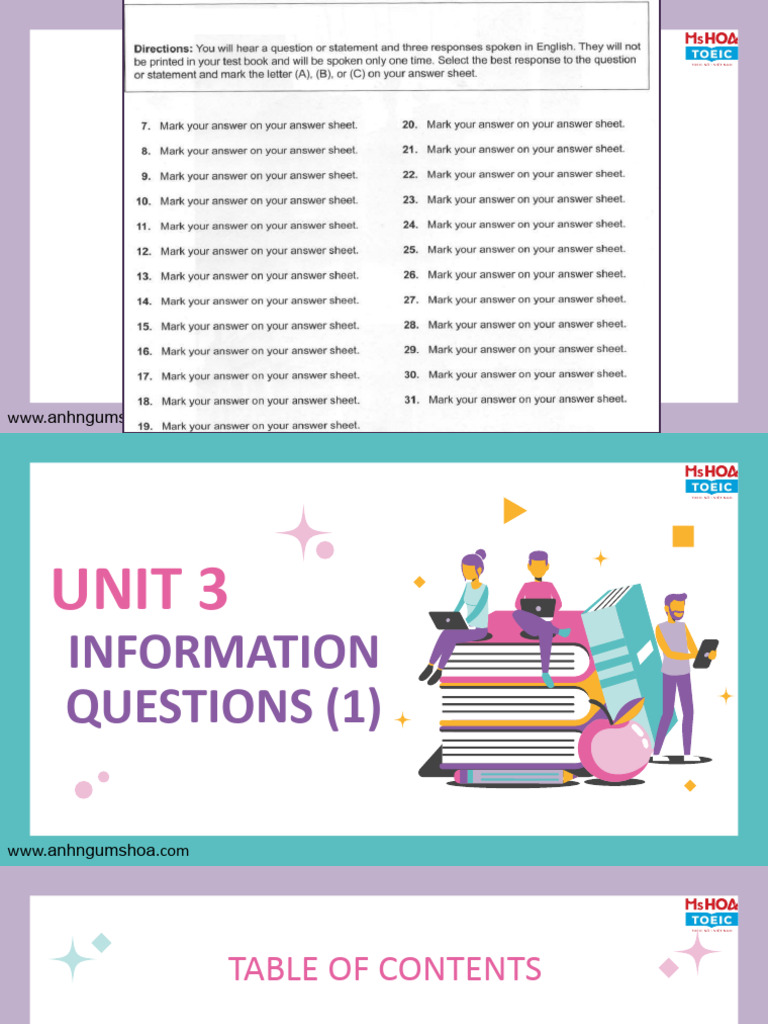 Listening - Unit 3. Information Question | PDF | Career & Growth | Business