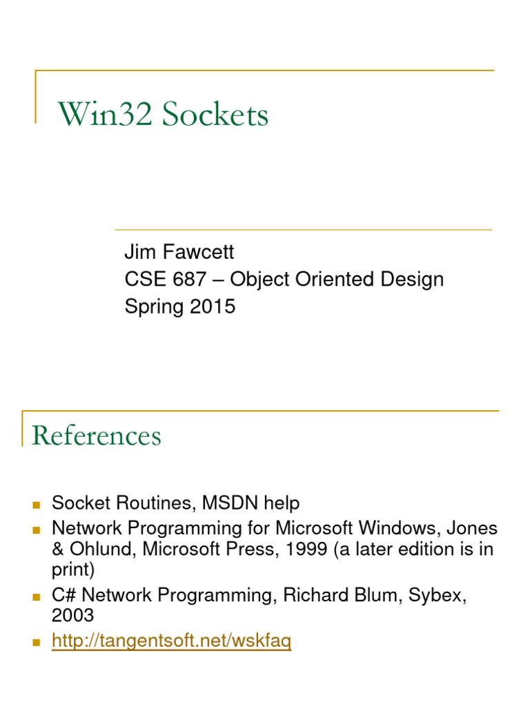 Win 32 Sockets | PDF | Internet Protocols | Network Socket