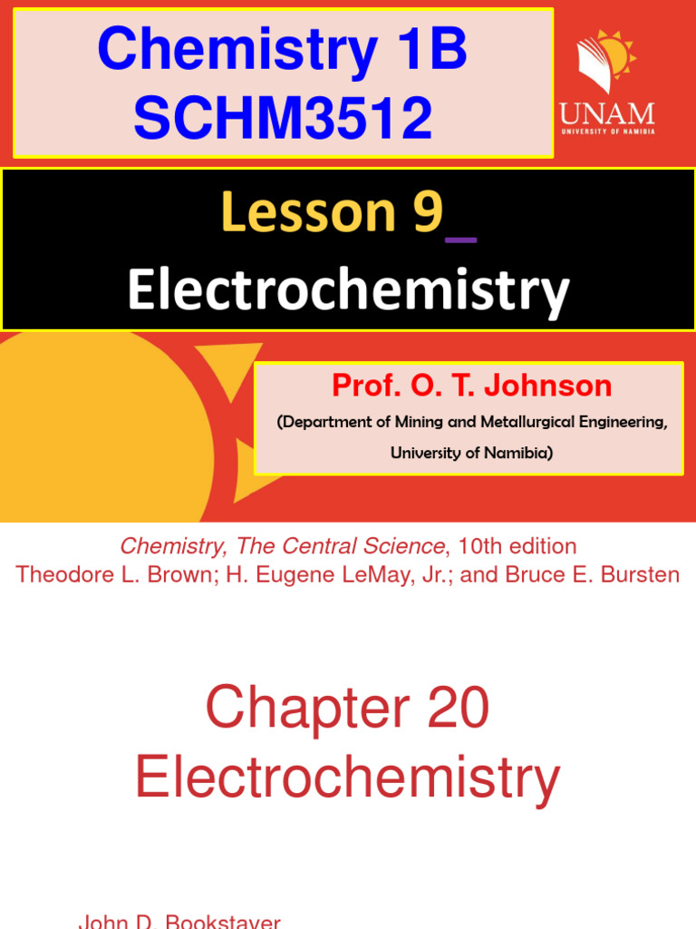 Lecture 9 - Electrochemistry | PDF | Electrochemistry | Redox