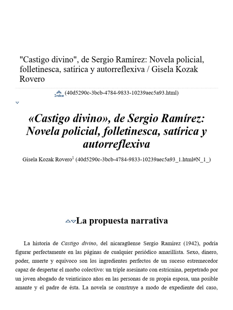 Castigo Divino de Sergio Ramirez Novela | PDF | Novelas | Narración