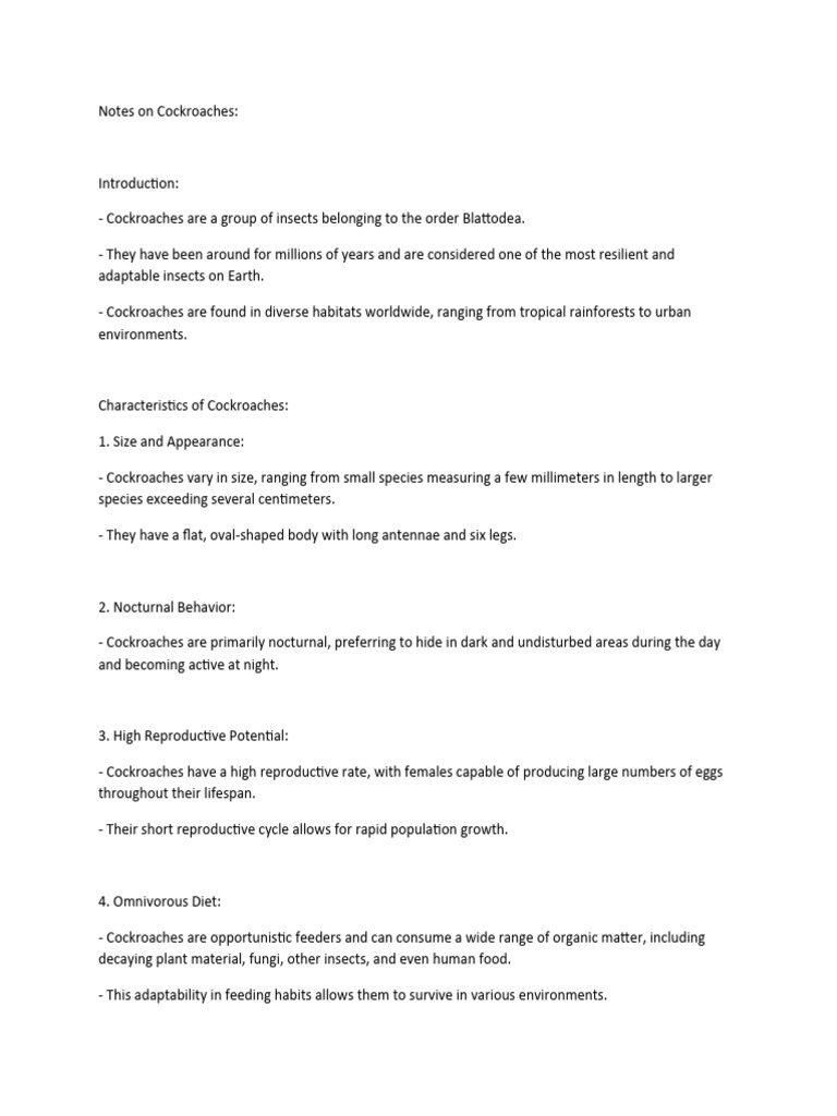 Cockroach | PDF | Insects | Foodborne Illness