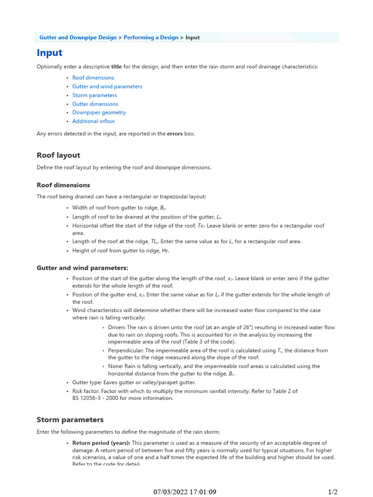 Gutter Design | PDF | Length | Rain
