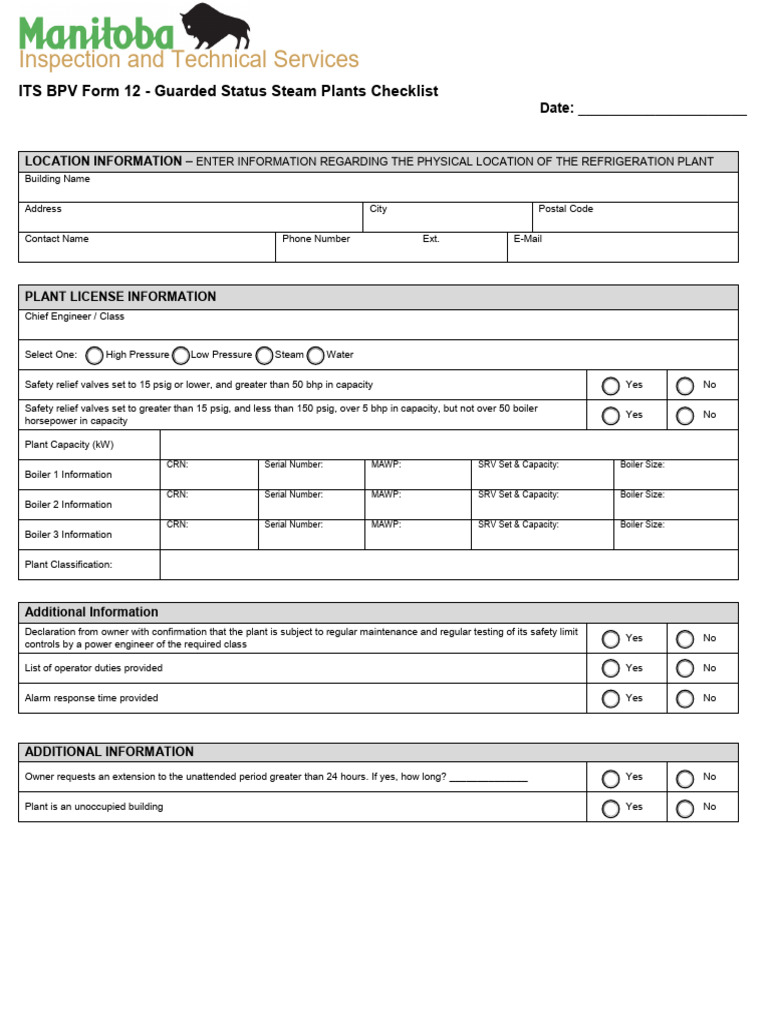 its_bpv_form_12_guarded_status_steam_plants_checklist | PDF | Valve ...