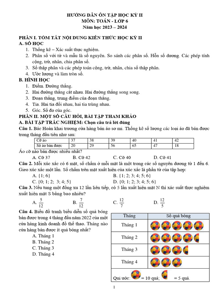 On Tap hk2 Toan 6 | PDF