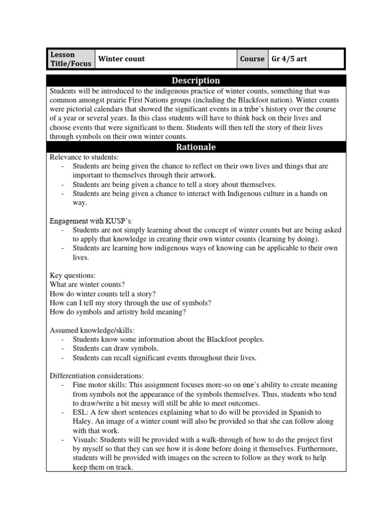 LP Winter Count | PDF | Storytelling | Learning