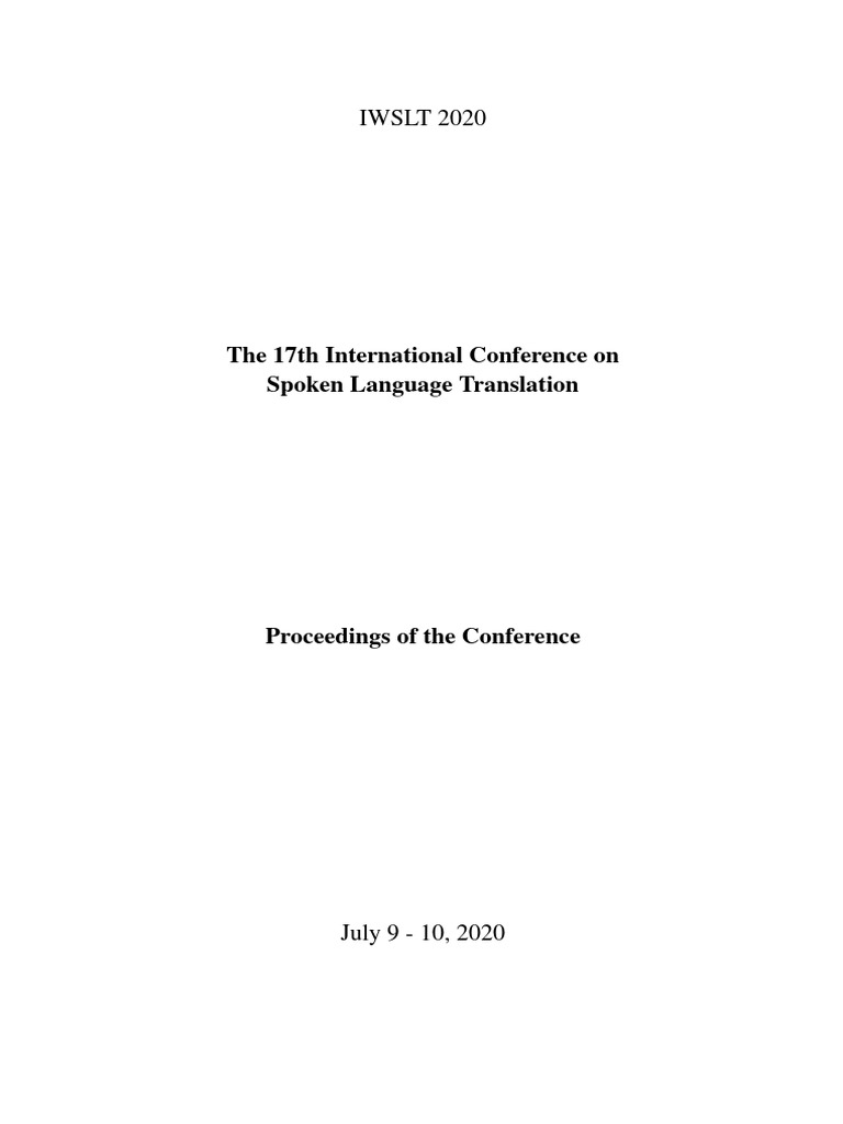 2020 Iwslt-1 | PDF | Speech Recognition | Latency (Engineering)