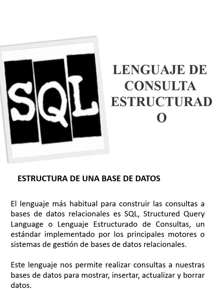 Introducción a SQL: Comandos y Estructura | PDF | SQL | Diseño de software