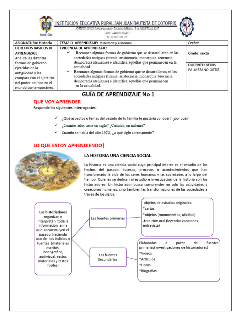 Guia de Historia 6° | PDF | Hora | Science