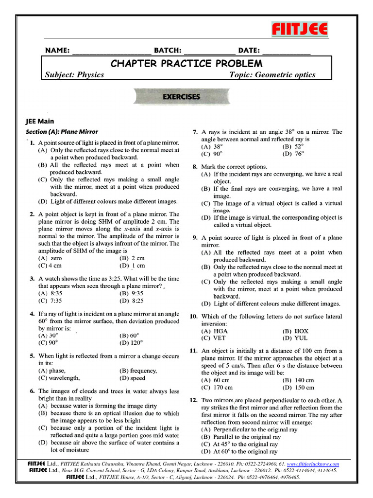 CPP - Geometric Optics | PDF | Physics | Physical Sciences