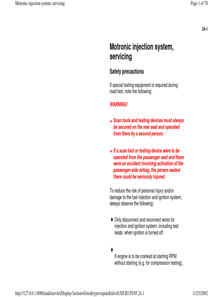 24-1 Motronic Injection System Servicing | PDF | Throttle | Mechanical ...