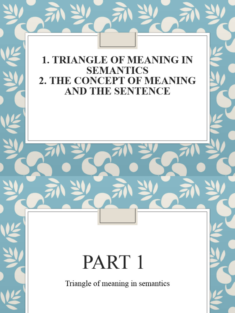 Sentence Meaning Presentation | PDF | Semantics | Proposition