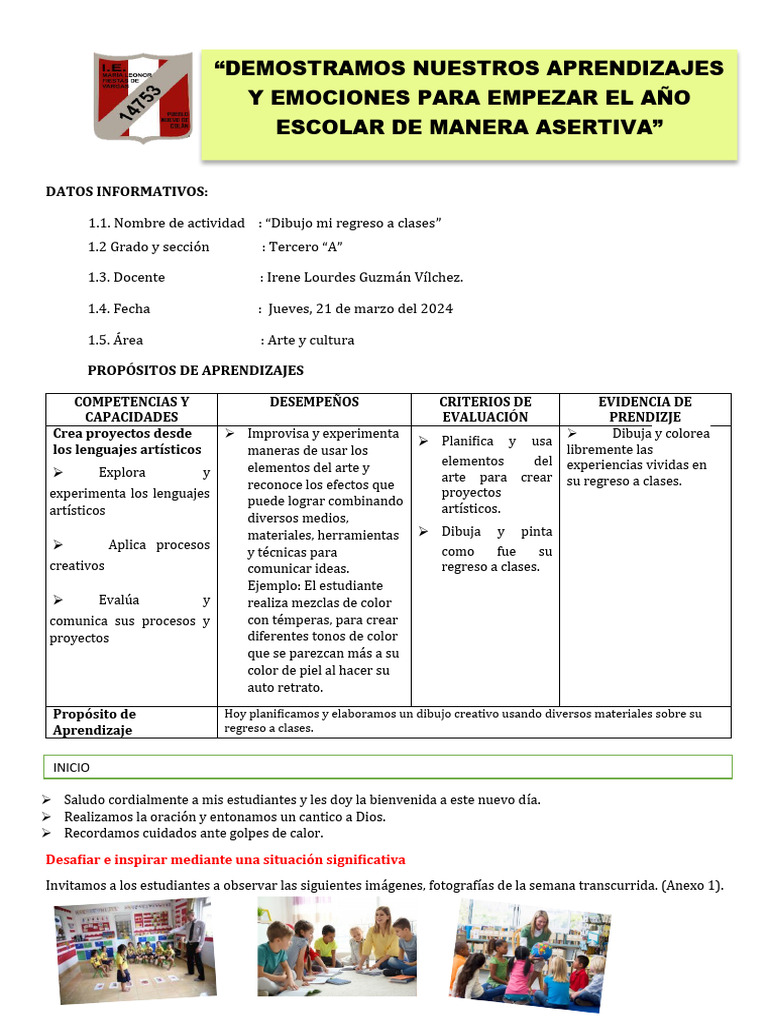 DIBUJAMOS EL REGRESO A CLASES | PDF | Cognición | Ciencia cognitiva