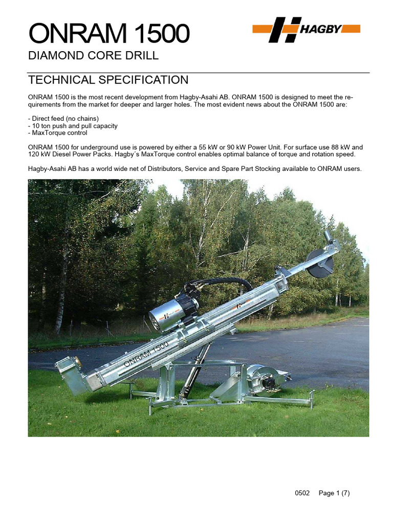 Technical Spec ONRAM 1500 0502 Eng | PDF | Drill | Pump